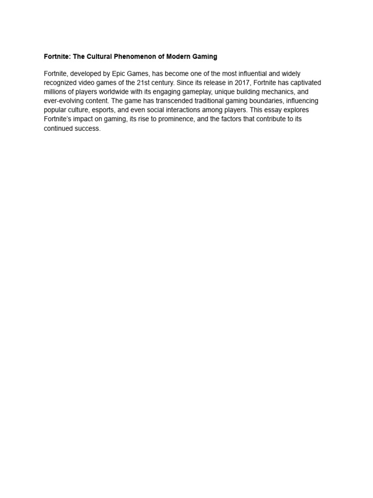 Fortnite Season 8 Essay | PDF