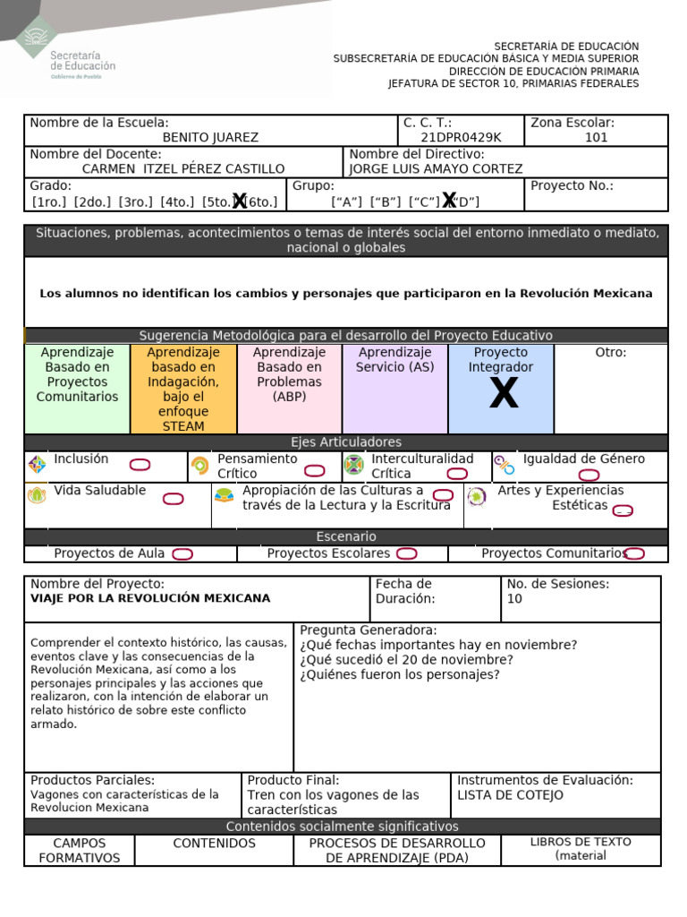 Proyecto Integrador Revolucion Mexicana 4b | PDF | México | Educación ...