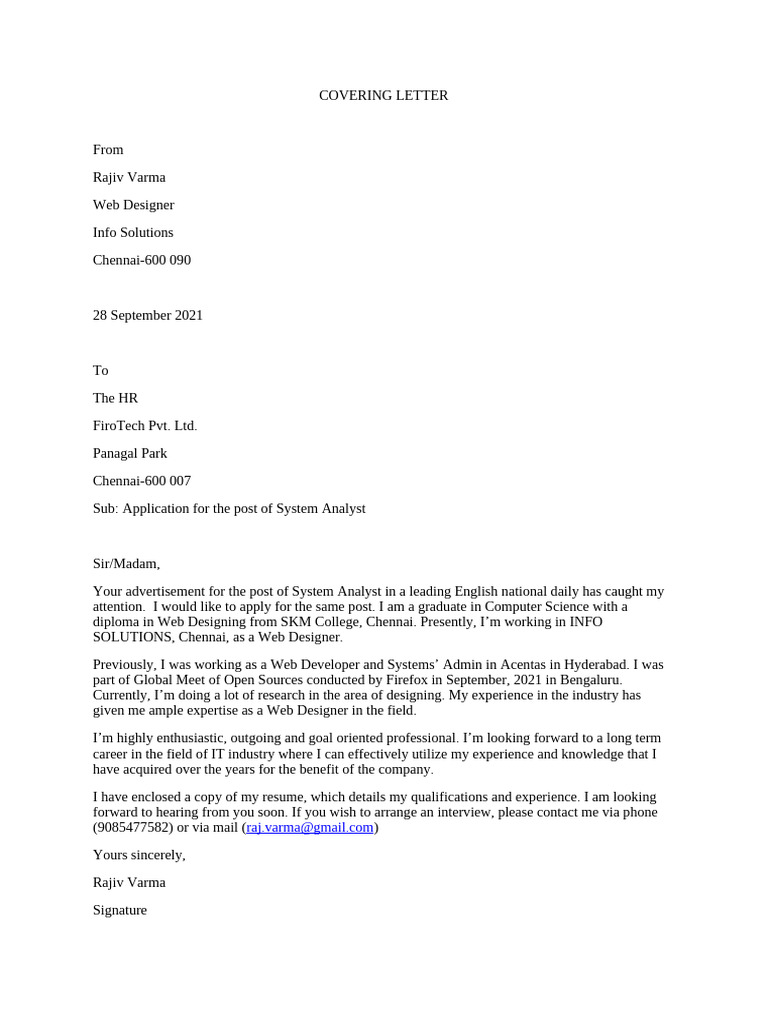 Covering Letter -example | PDF