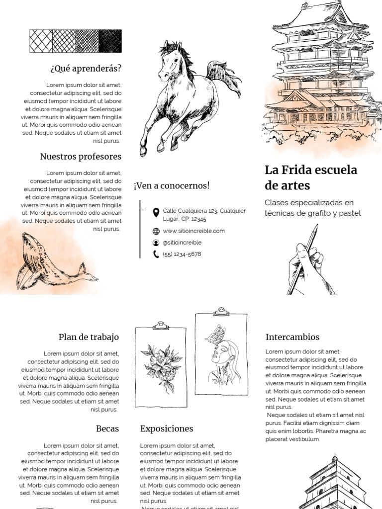 Tríptico de Escuela de Artes Moderno Blanco | PDF