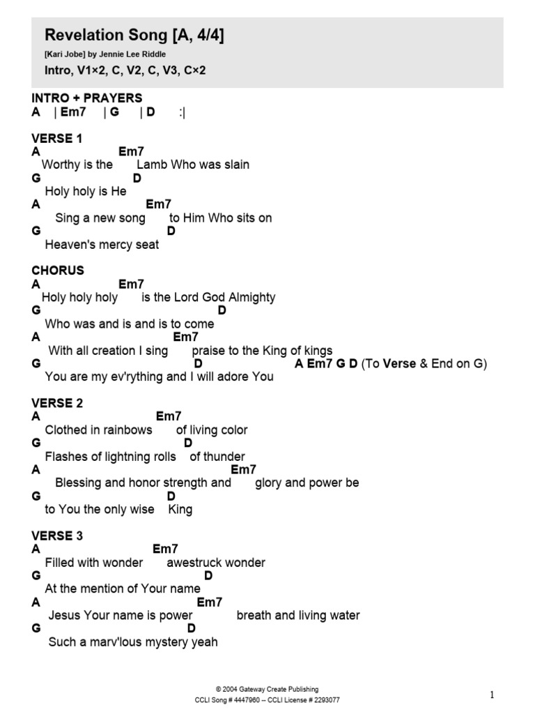 Revelation Song Lyrics and Chords | PDF