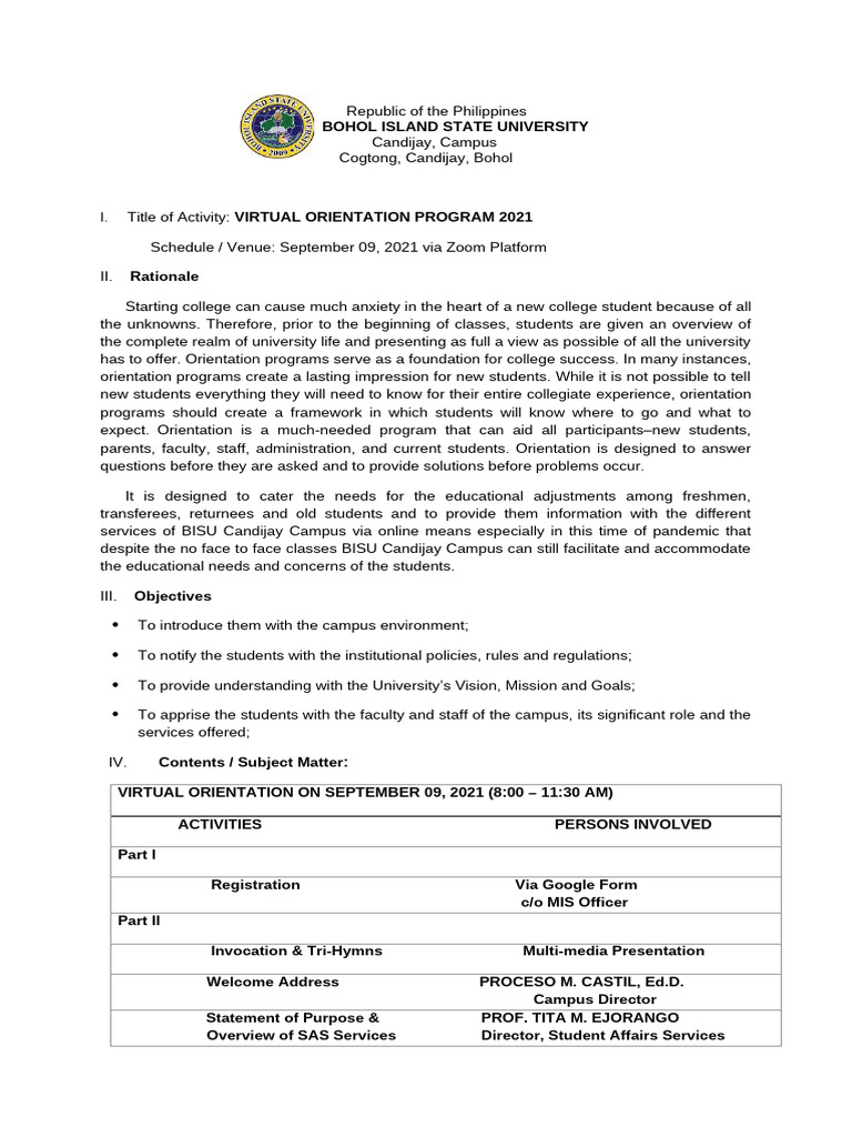 Orientation Program | PDF