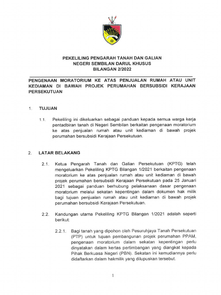 Pekeliling Ptgns Bil 2-2022 | PDF