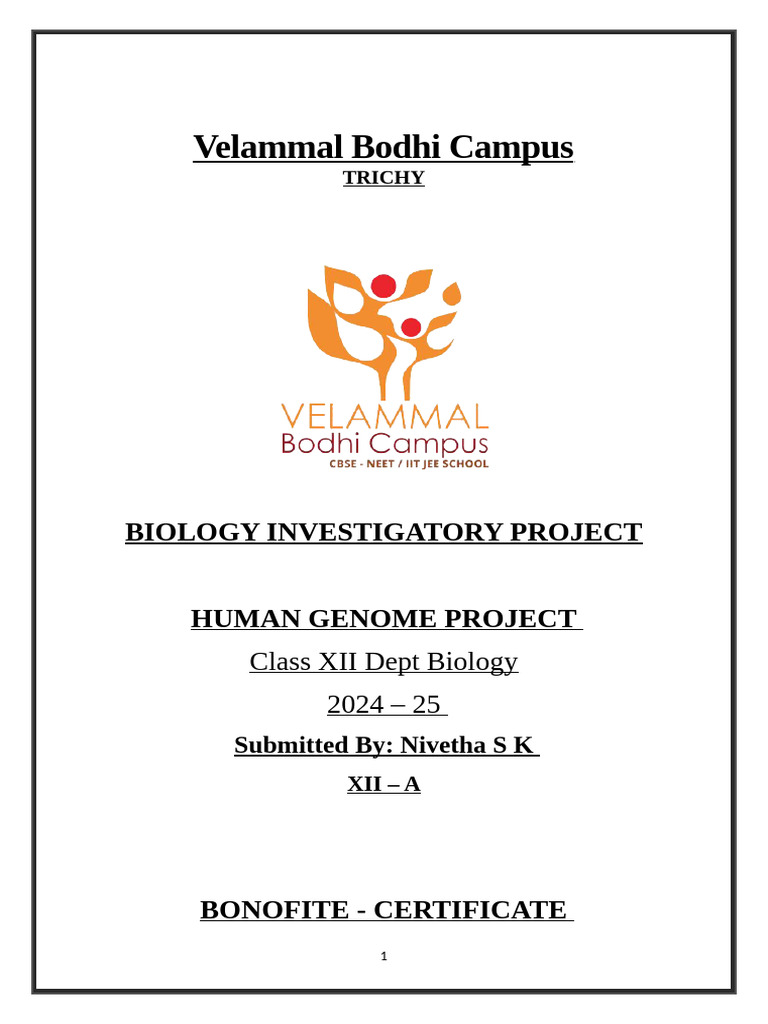 Bio Investigatory Project | PDF | Human Genome | Dna