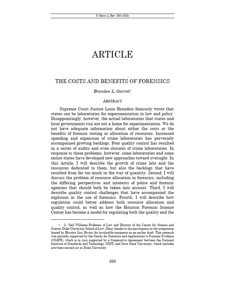 Forensic Science: Costs and Benefits Analysis | PDF | Forensic Science ...
