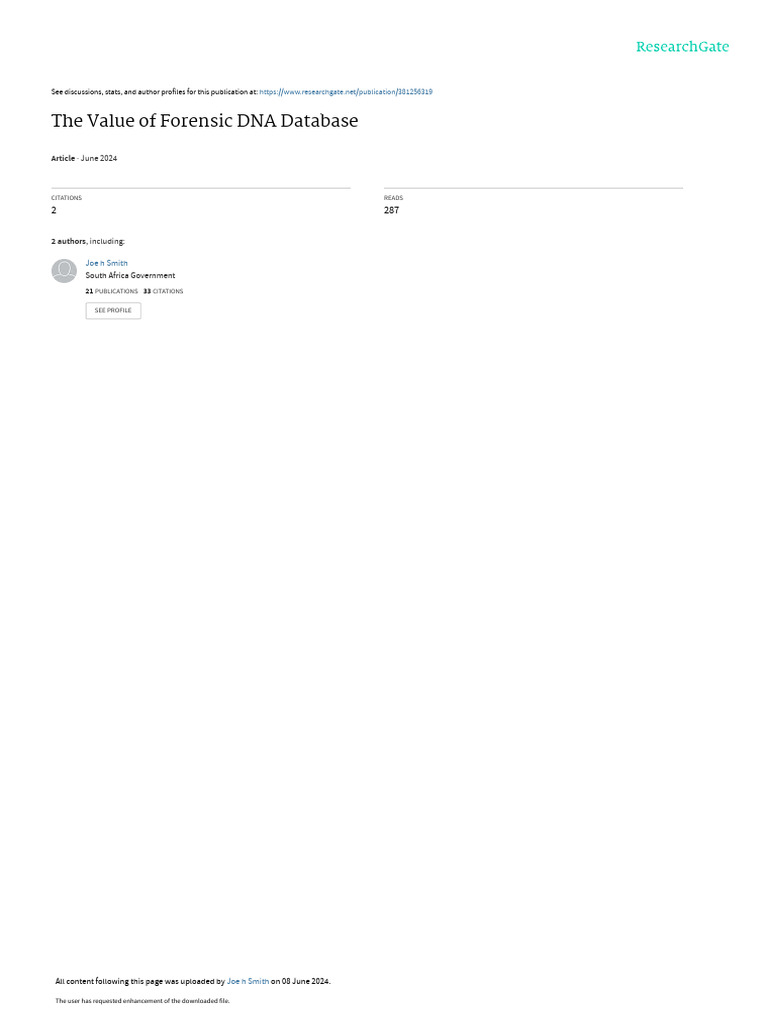 Thevalueofforensic DNAdatabase | PDF | Forensic Science | Dna Profiling