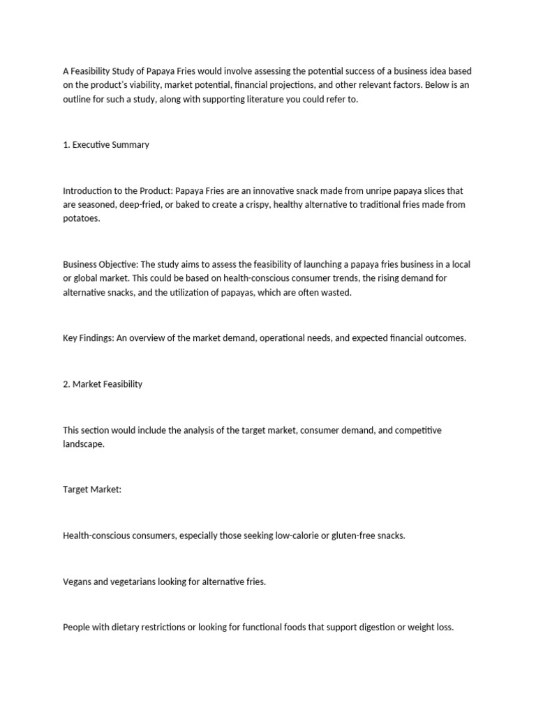 A Feasibility Study | PDF | French Fries | Baking