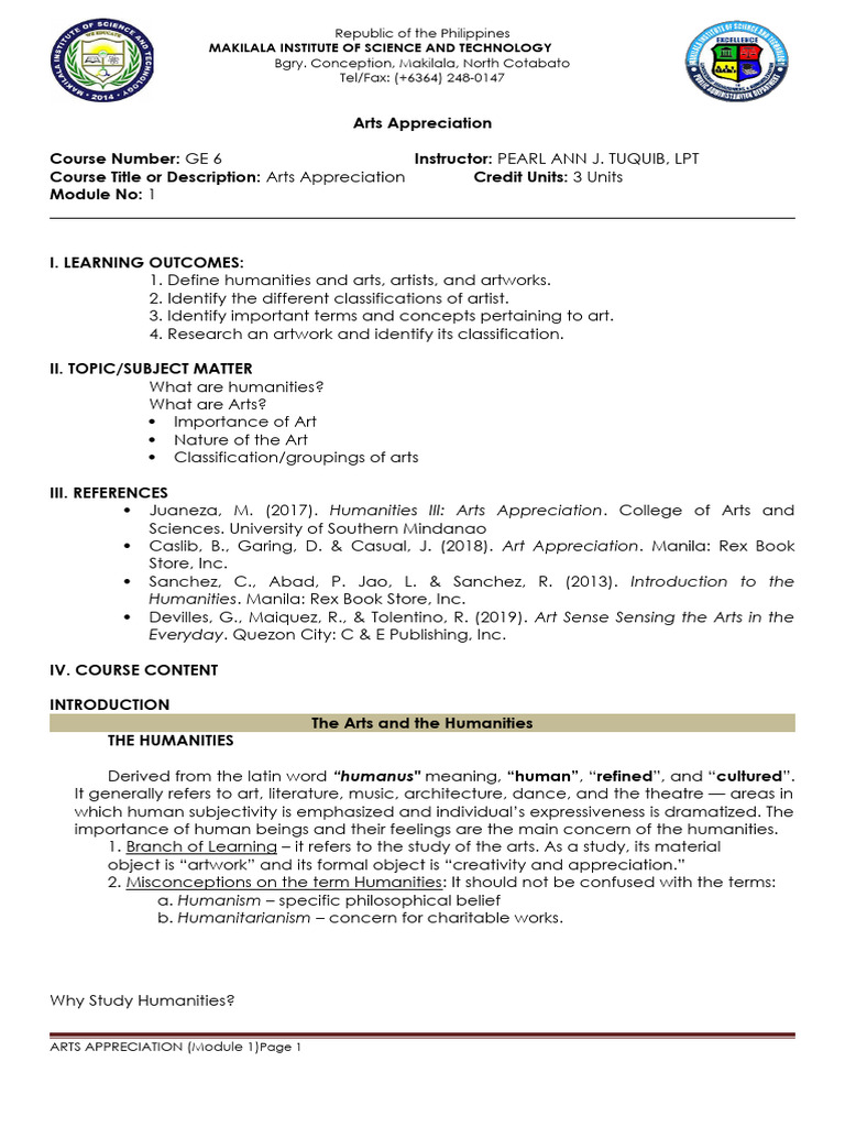 Art Appreciation - Module 1 | PDF | The Arts | Experience