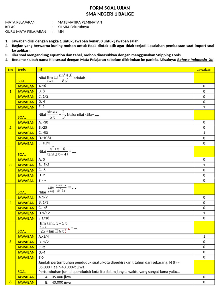 Matematika Peminatan_XII MIA | PDF