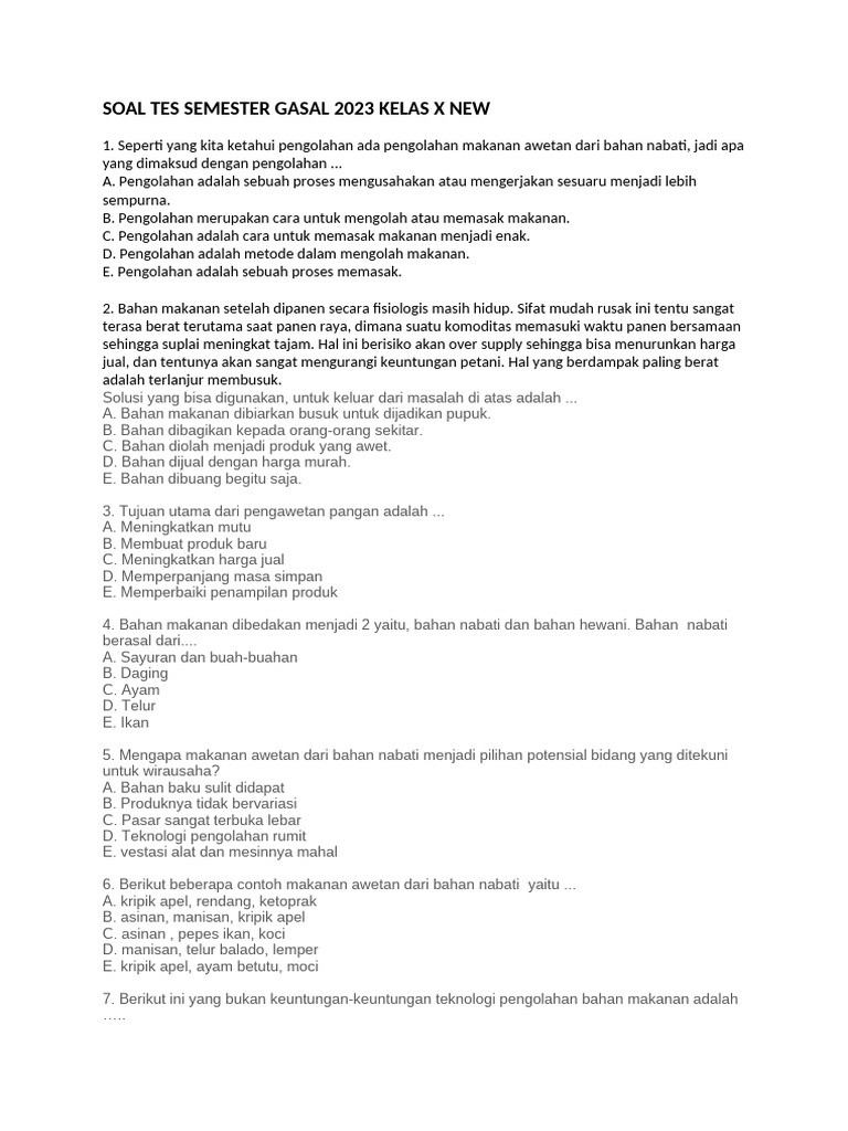 Pkwu Soal Gasal 2023 Kelas X New 2023-2024 | PDF