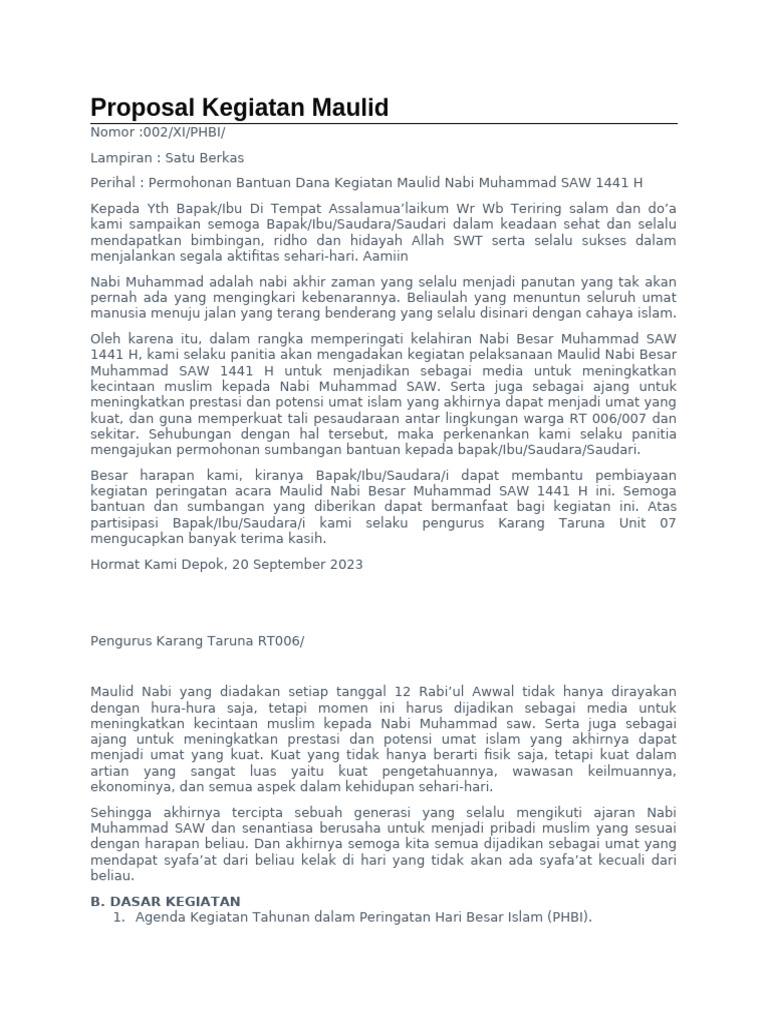 PROPOSAL MAULID | PDF