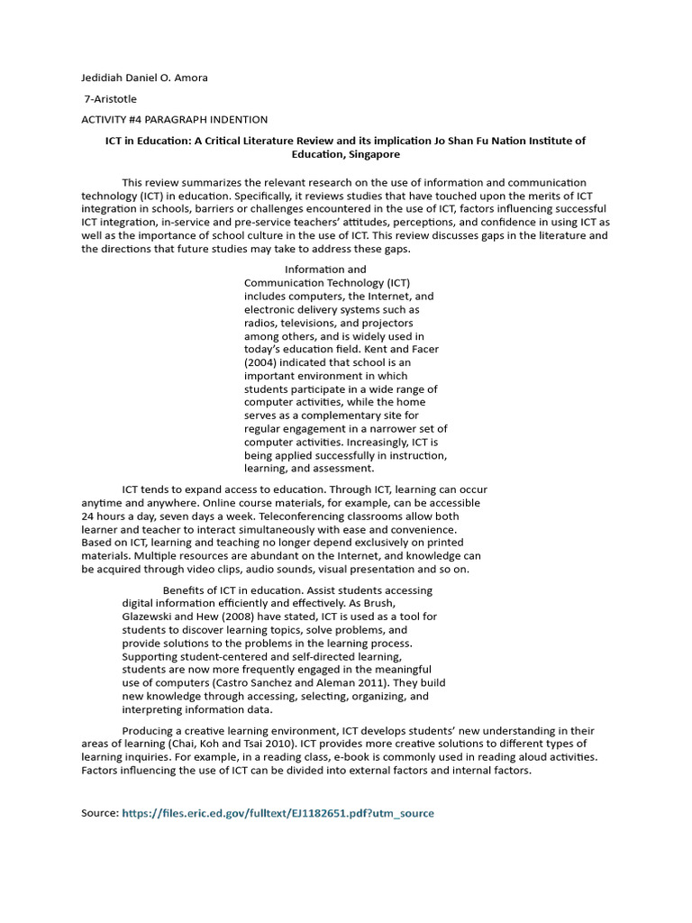 Act 4 Paragraph Indention-Amora | PDF | Educational Technology | Learning