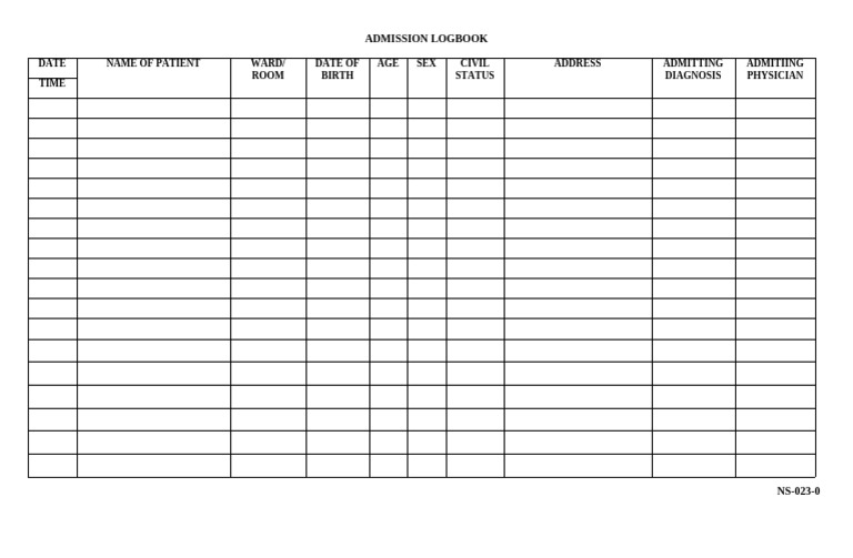 23. Admission Logbook | PDF