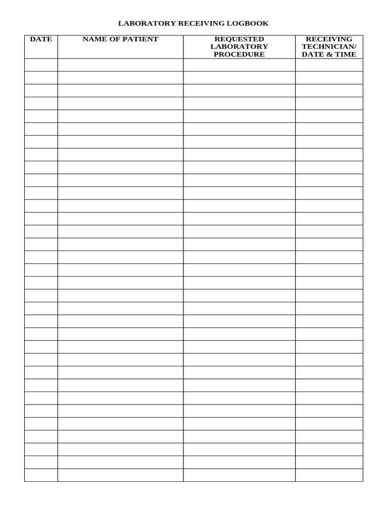 Laboratory Receiving Logbook | PDF