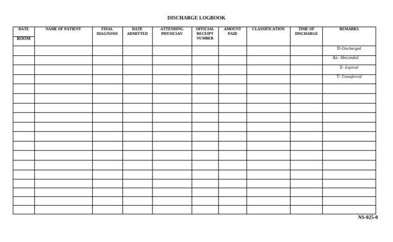 25. Discharge Logbook | PDF