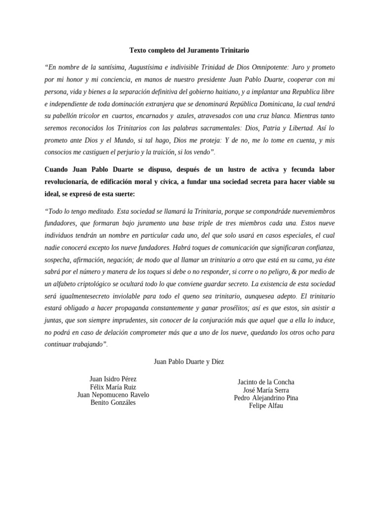 Texto Completo Del Juramento Trinitario | PDF