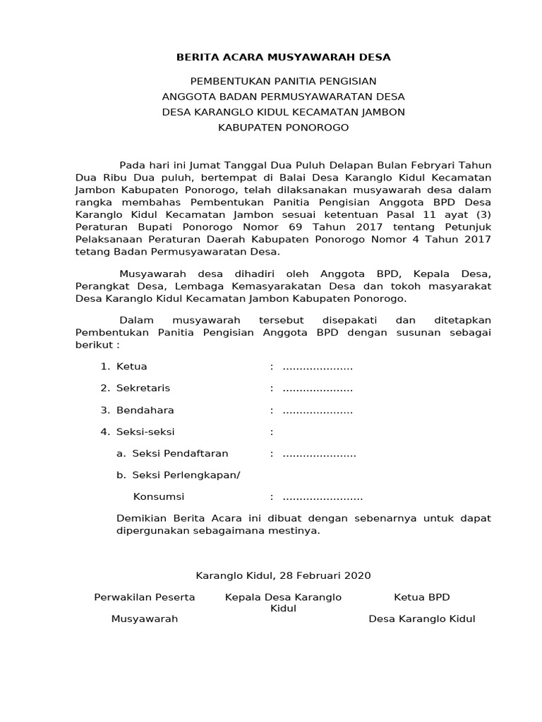 1.aaBA MUSDES PEMBENTUKAN PANITIA | PDF