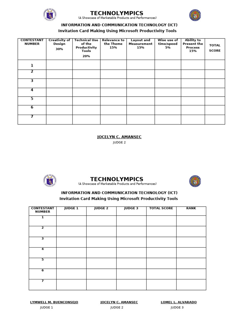 Technolympics Criteria | PDF