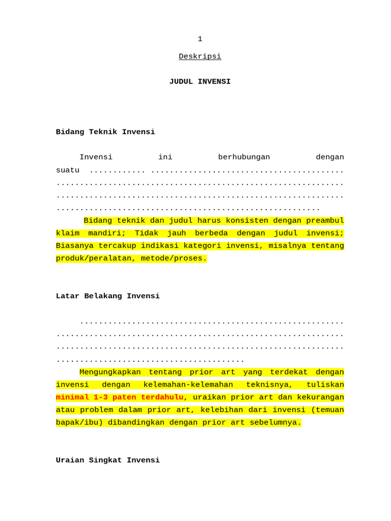 Template Deskripsi Paten + Keterangan - 78f2f041 | PDF