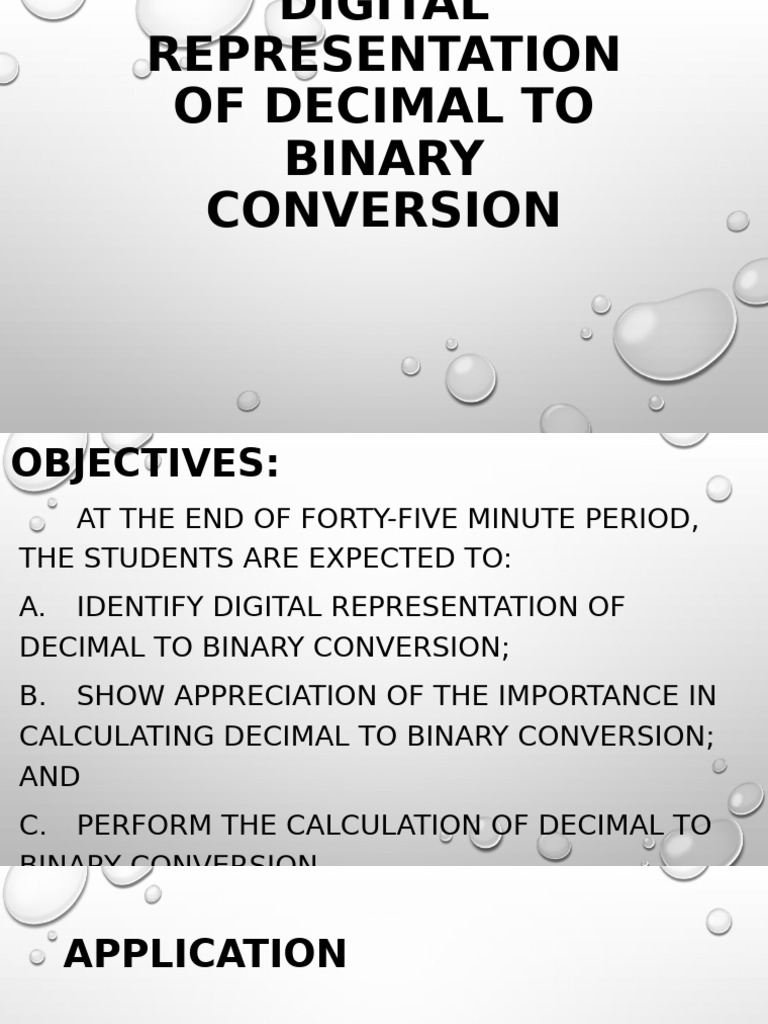 DIGITAL REPRESENTATION OF DECIMAL TO BINARY CONVERSION | PDF DIGITAL REPRESENTATION OF DECIMAL TO BINARY CONVERSION | PDF