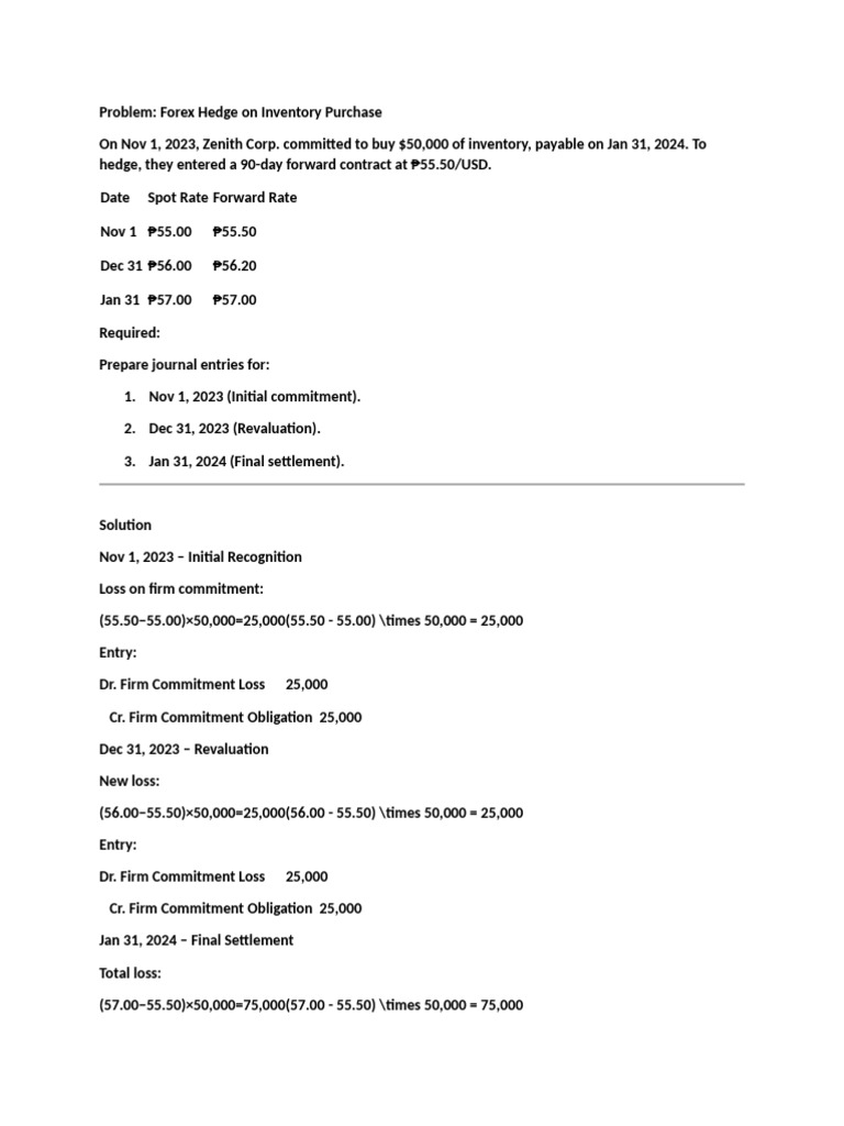 Forex Hedge Journal Entries Guide | PDF