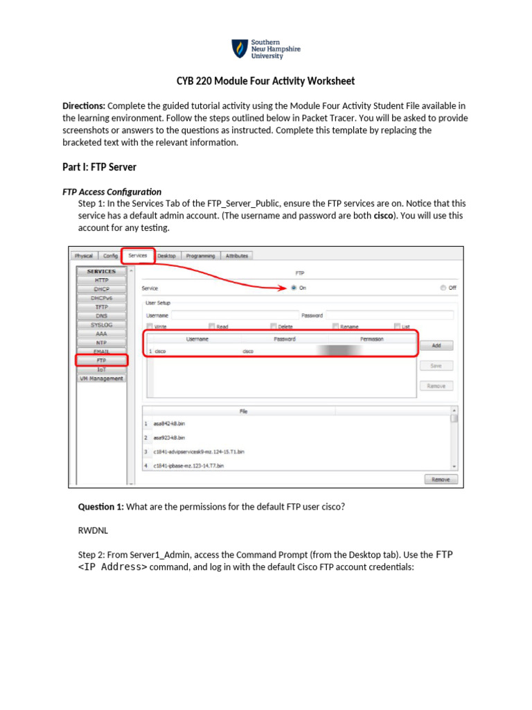CYB 220 Module Four Activity | PDF | File Transfer Protocol | Firewall (Computing)