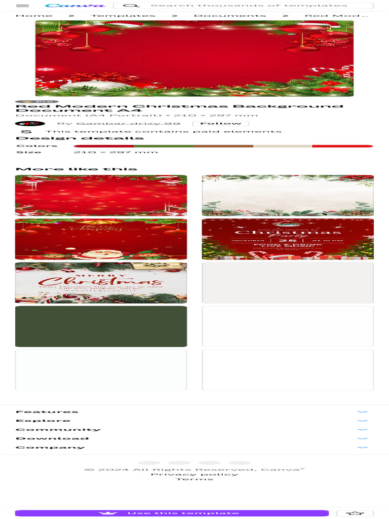 Red Modern Christmas Background Document A4 - Templates by Canva | PDF