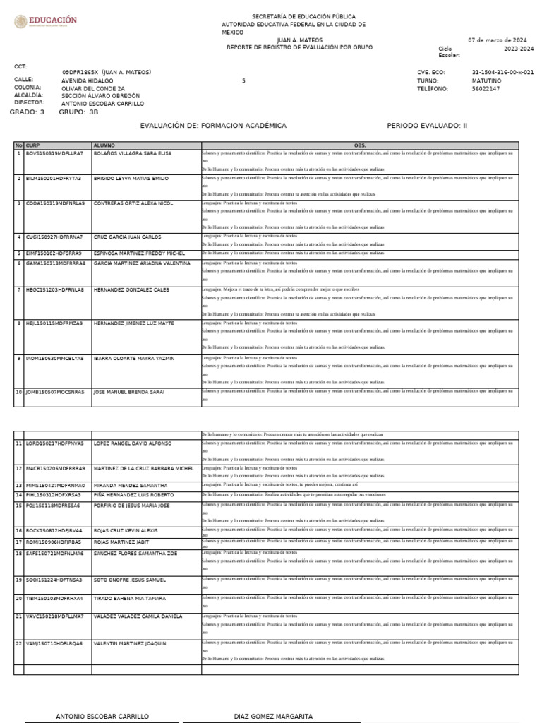 3B Observaciones Segundo Trimestre | PDF