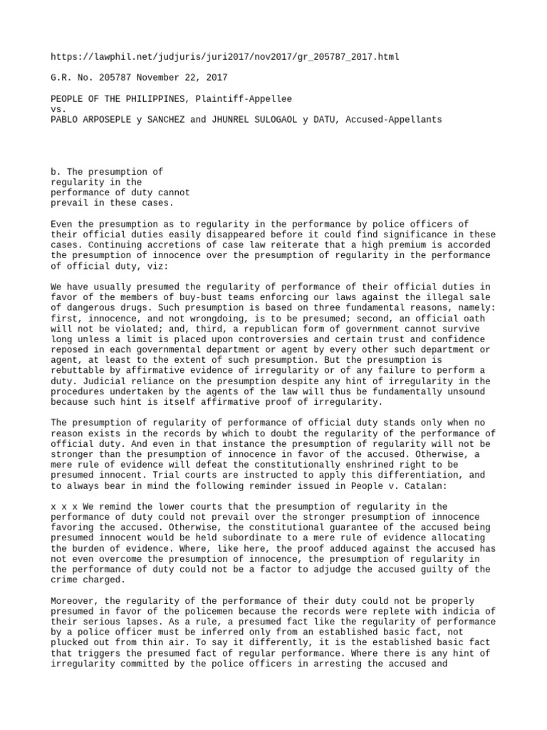 Presumption of Regularity - WHEN NOT APPLICABLE | PDF | Presumption Of ...