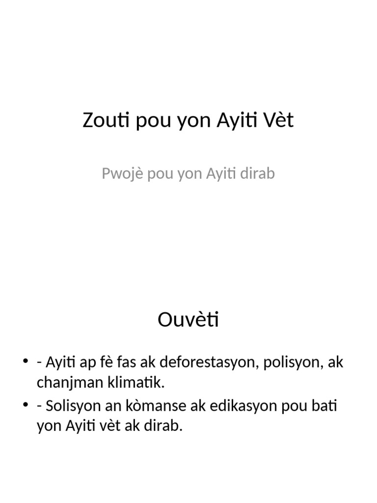 Zouti_pou_yon_Ayiti_Vet_Concise_Presentation | PDF