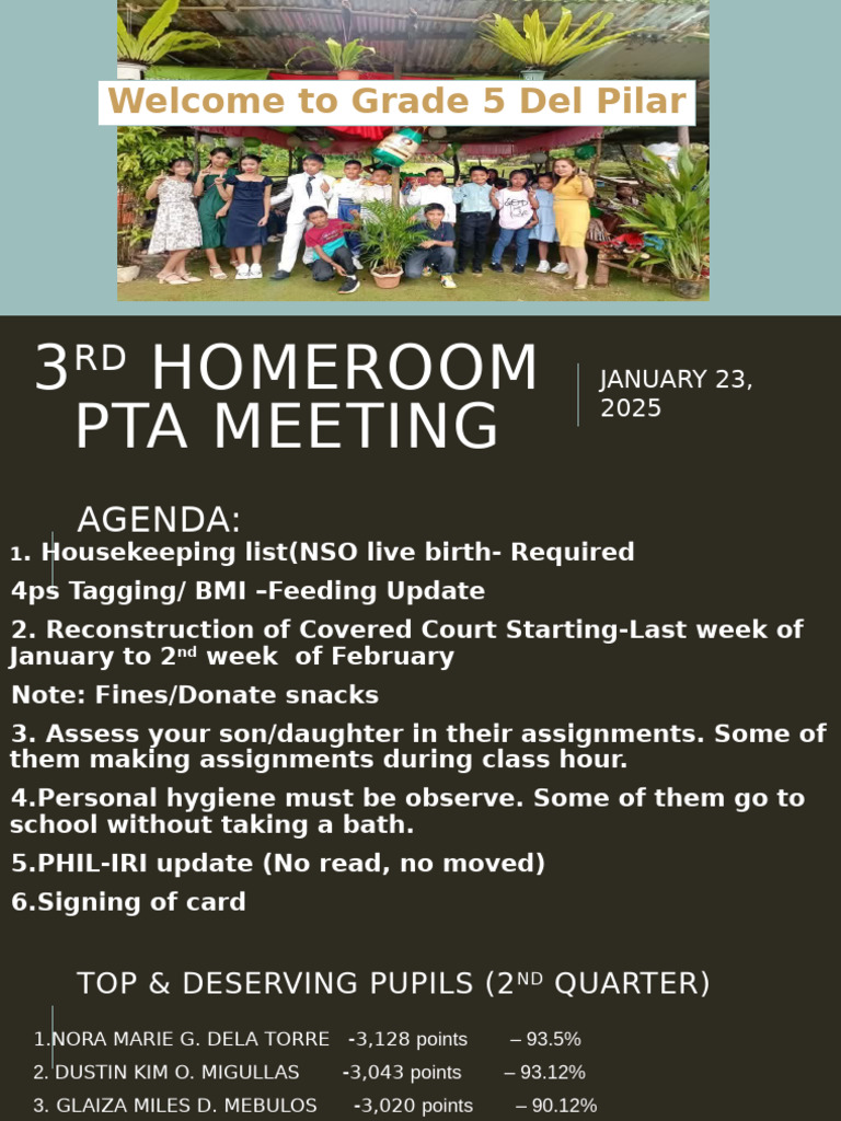 3RD HOMEROOM PTA MEETING | PDF