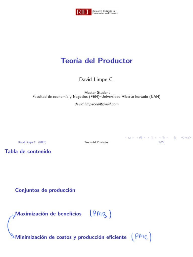 Teoria Del Productor RIEF Mod (1) | PDF | Ciencias económicas