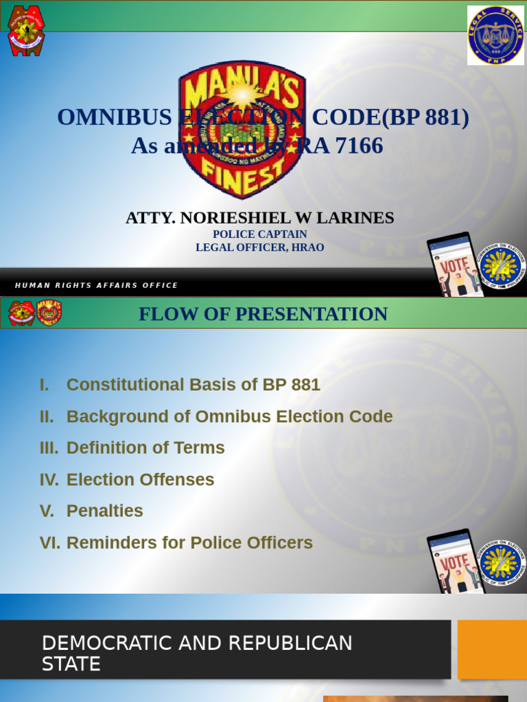 Omnibus Election Code For 2025 Election (Tot) | PDF | Elections ...