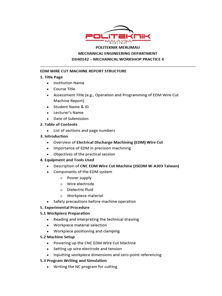 EDM Wire Cut Machine Report Guide | PDF | Machining | Numerical Control