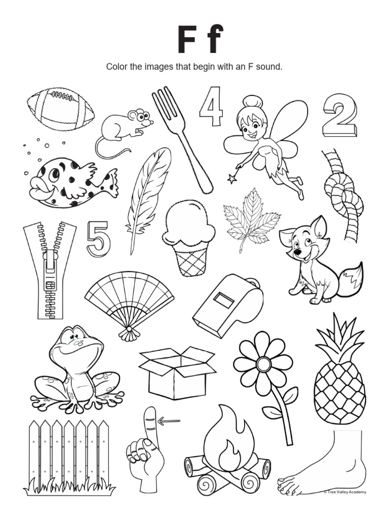 letter F sound worksheets | PDF