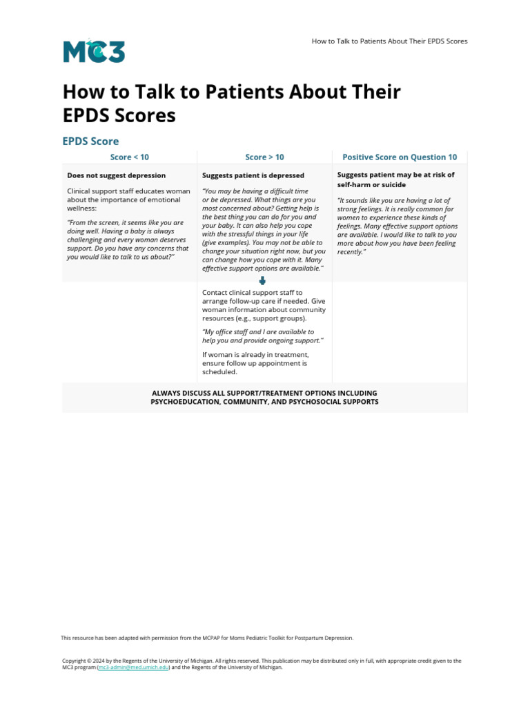 How to Talk to Patients About Their Epds Scores PDF | PDF | Major Depressive Disorder | Emotions