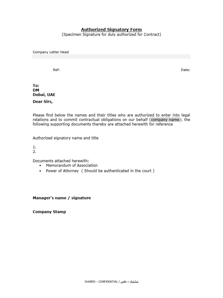 Authorized Signatory Form | PDF