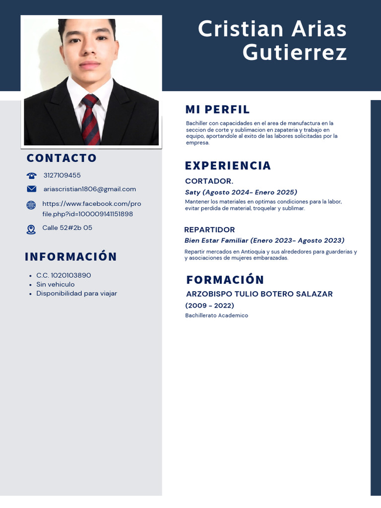 Currículum Vitae Asesor Financiero Profesional Corporativo Azul y Gris | PDF