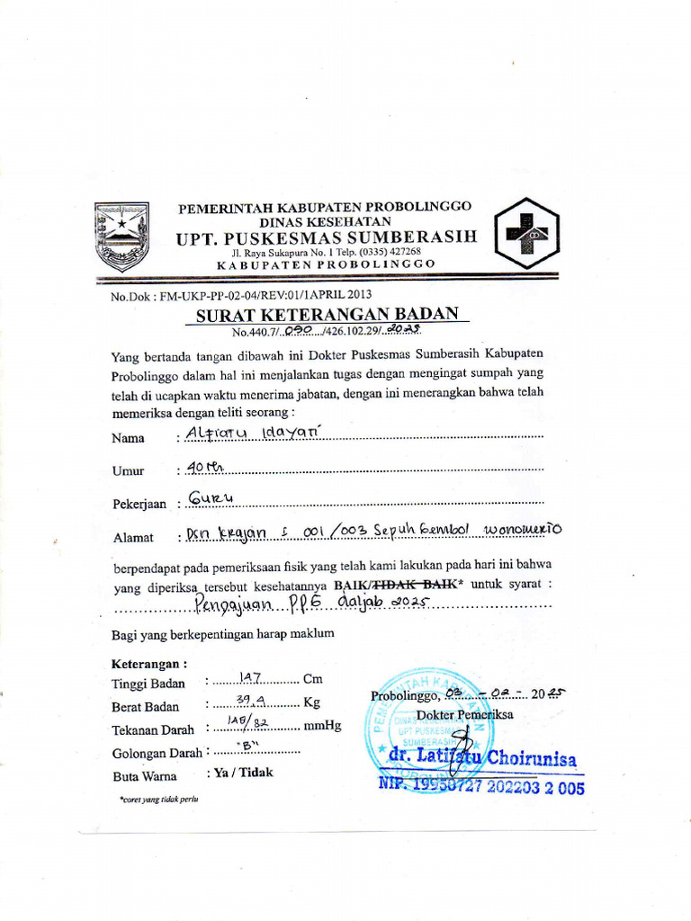 SK KESEHATAN ALFIATU IDAYATI | PDF