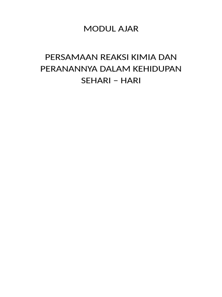 Modul Ajar Genap Kimia | PDF