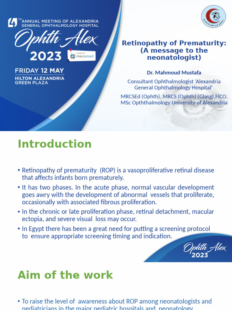 Retinopathy of Prematurity Awareness Program | PDF | Neonatology ...