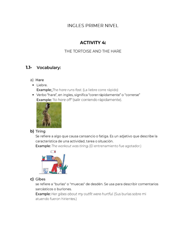 Act. 4. The Hare and The Tortoise | PDF