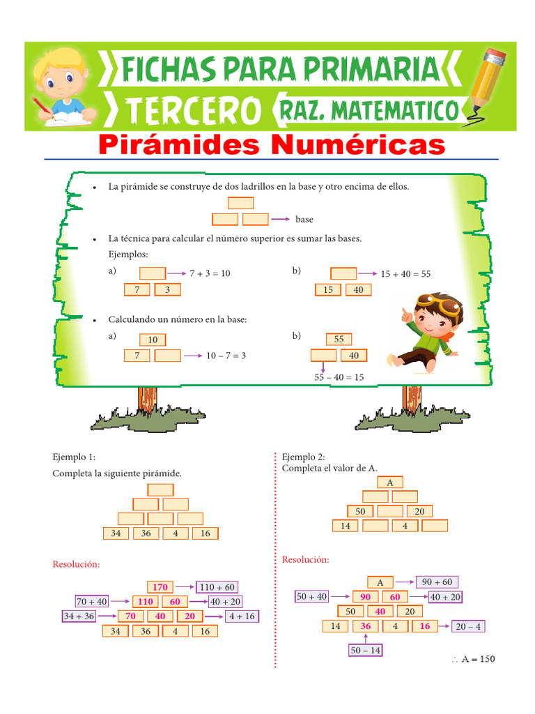 Pirámides Numéricas para Tercer Grado | PDF