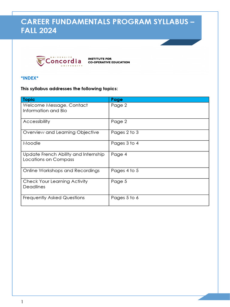 Institute For Co-Operative Education - Career Fundamentals Program ...
