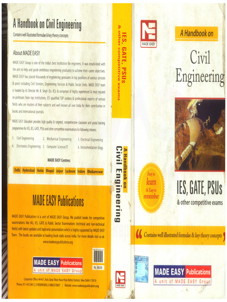 MADE EASY A Handbook On Civil Engineering - IES, GATE, PSU's A | PDF