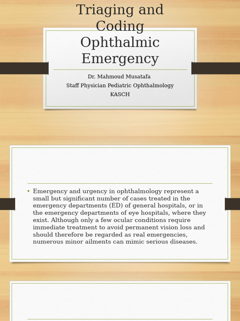 Triaging and Coding Ophthalmic Emergency | PDF | Ophthalmology ...