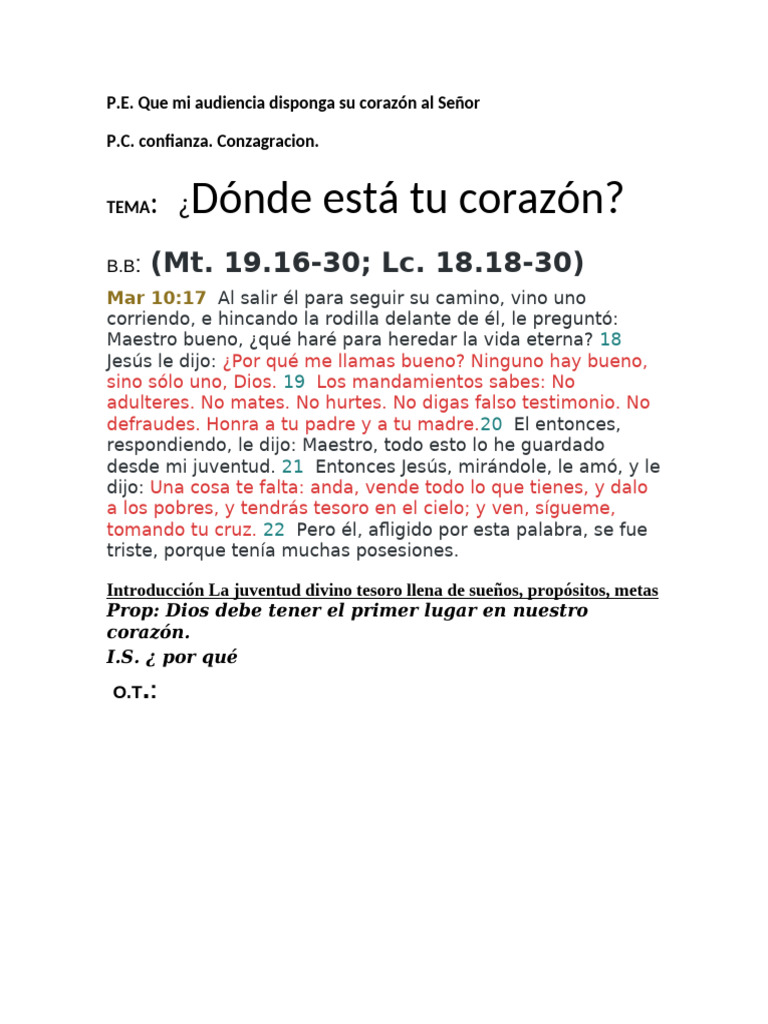 Dios en el Corazón Primero | PDF