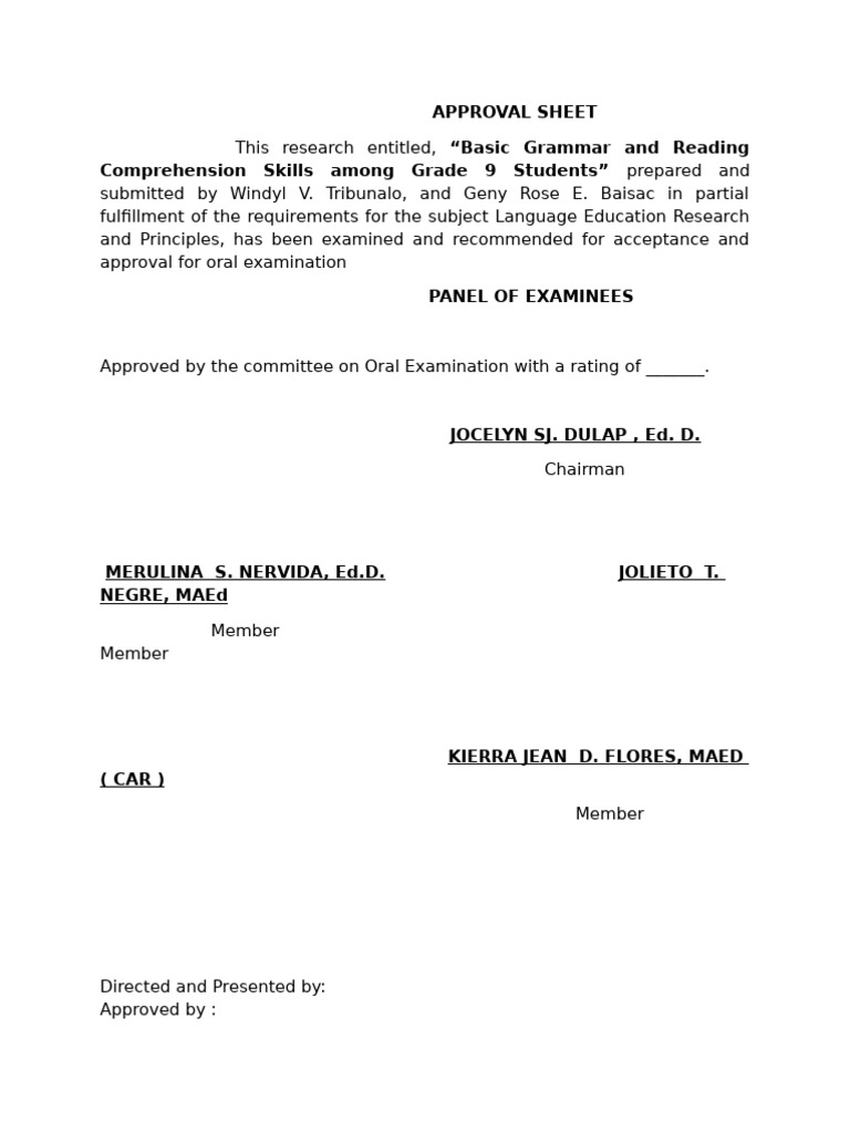 Approval Sheet (Ok Revised) | PDF