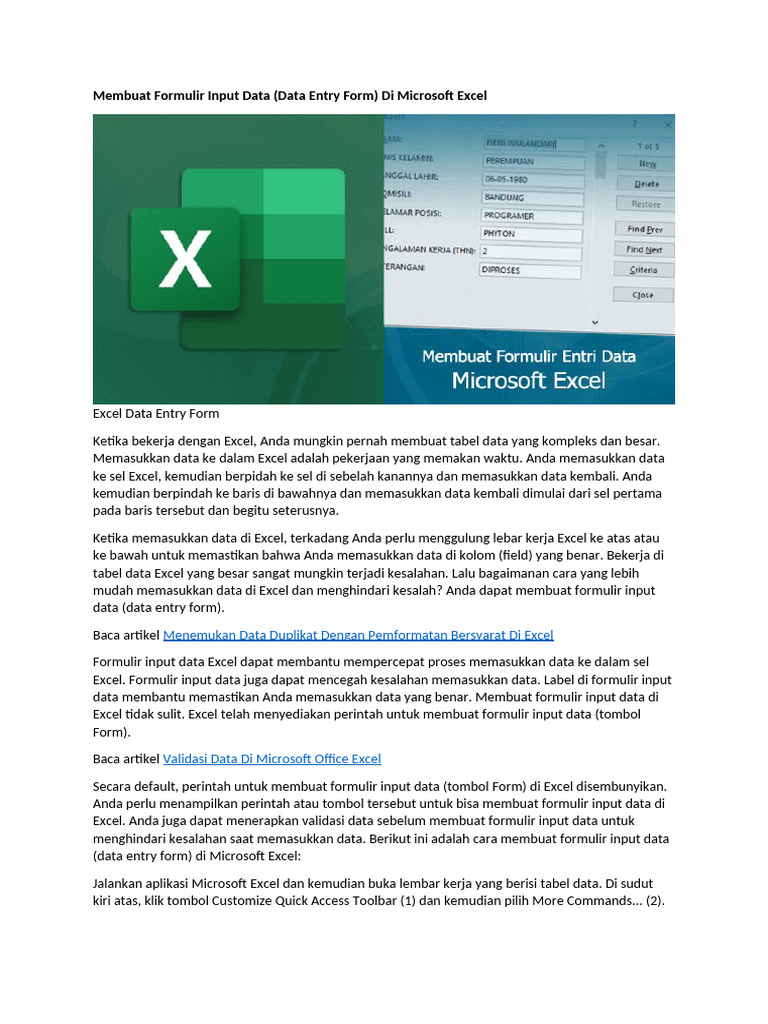Membuat Formulir Input Data | PDF