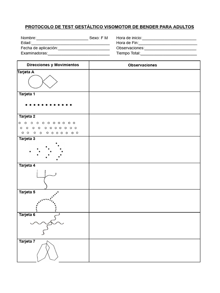 Protocolo Bender Adultos | PDF | Agresión | Psicosis